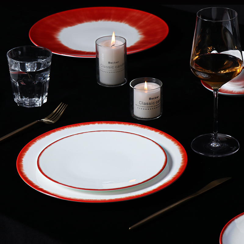 New Bone China Red Dishes and Plate fine china dinner Set Luxury from ...