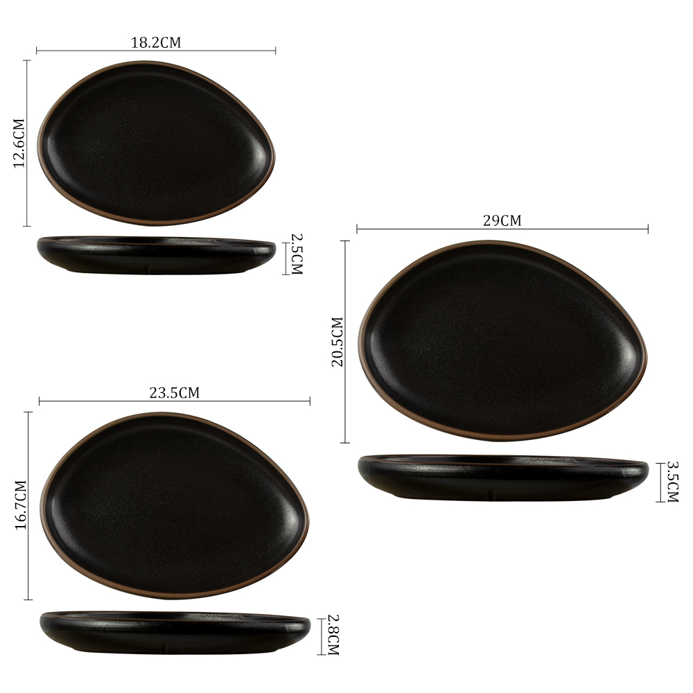 Irregular Ceramic Plate Crockery Dish Dinner Plates Ceramic Black ...