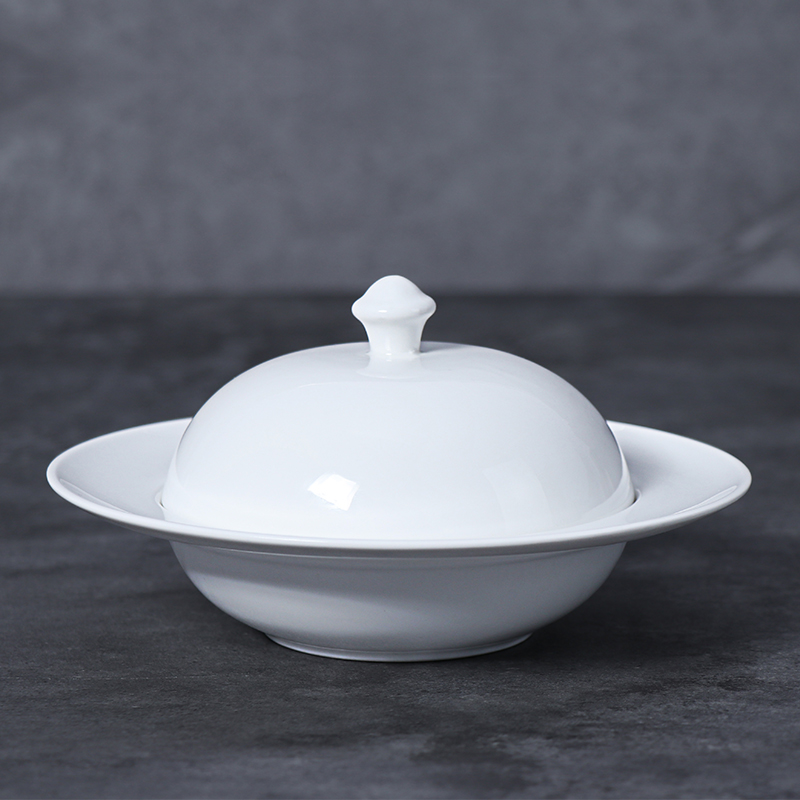 White Restaurant Dinner Plates Porcelain Ceramic Plates for Hotel Cafe ...